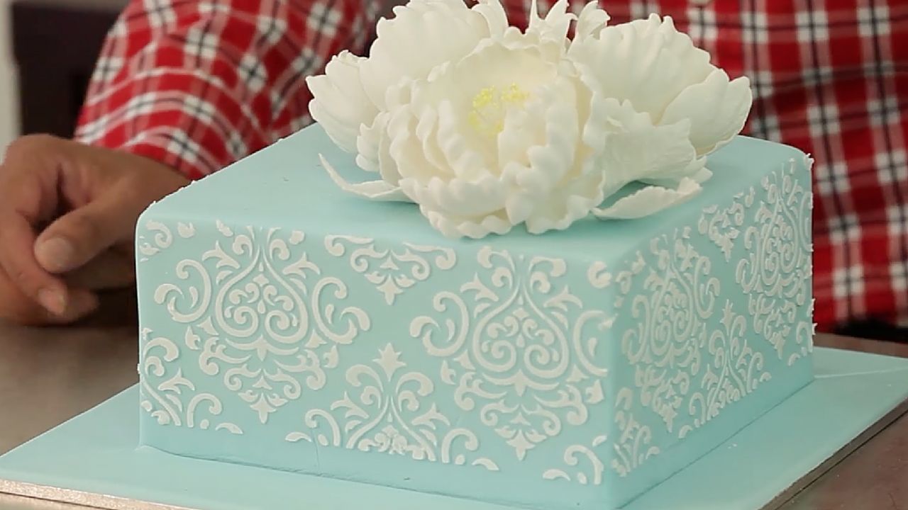 Make a Stenciled Cake with Sugar Peonies - Caker School